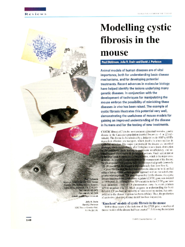(PDF) Modelling cystic fibrosis in the mouse