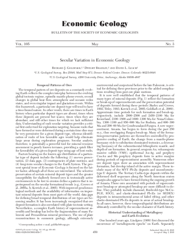 (PDF) Secular Variation in Economic Geology