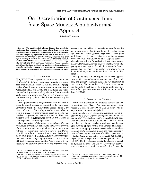 (PDF) On discretization of continuous-time state-space models: a stable-normal approach