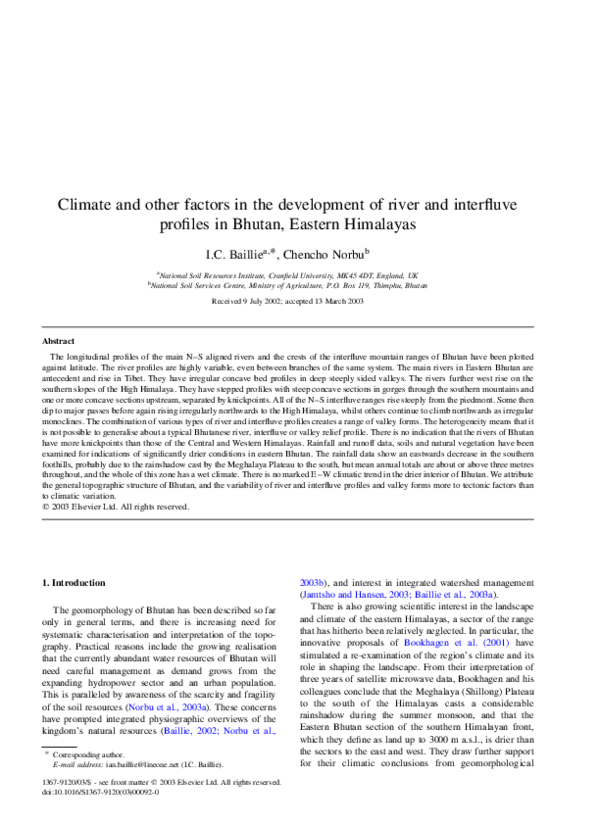 (PDF) Climate and other factors in the development of river and ...