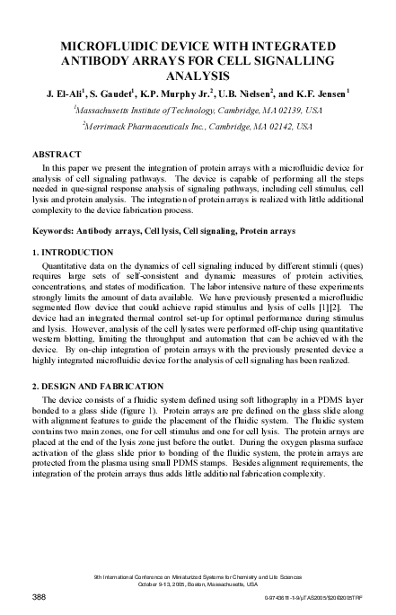 (PDF) Microfluidic device with integrated antibody arrays for cell signalling analysis