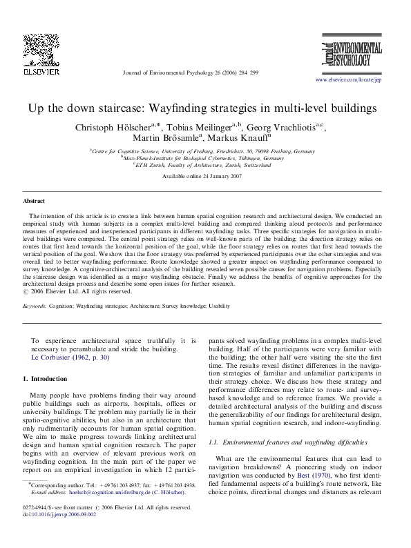 (PDF) Up the down staircase: Wayfinding strategies in multi-level buildings
