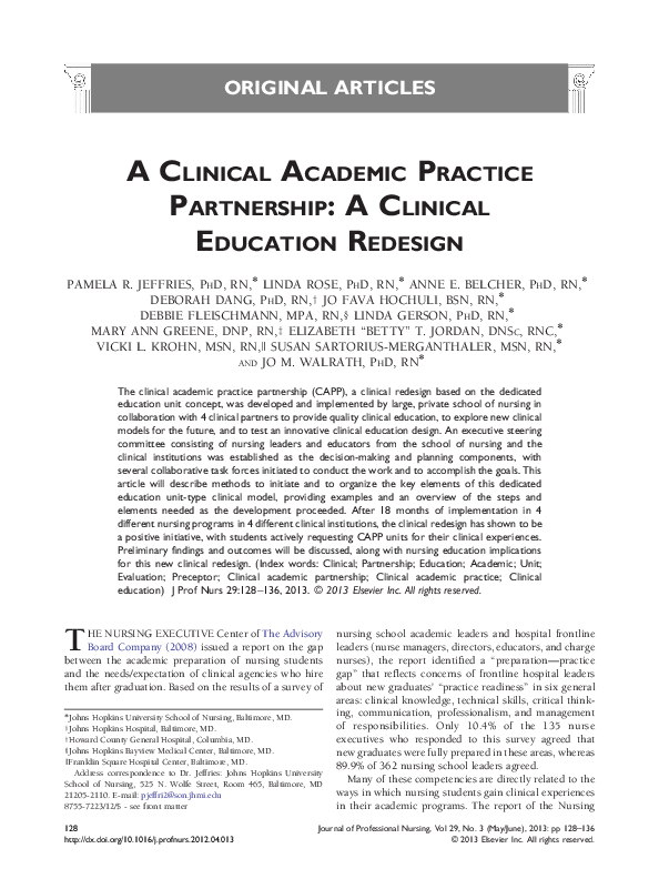 (PDF) A Clinical Academic Practice Partnership: A Clinical Education ...
