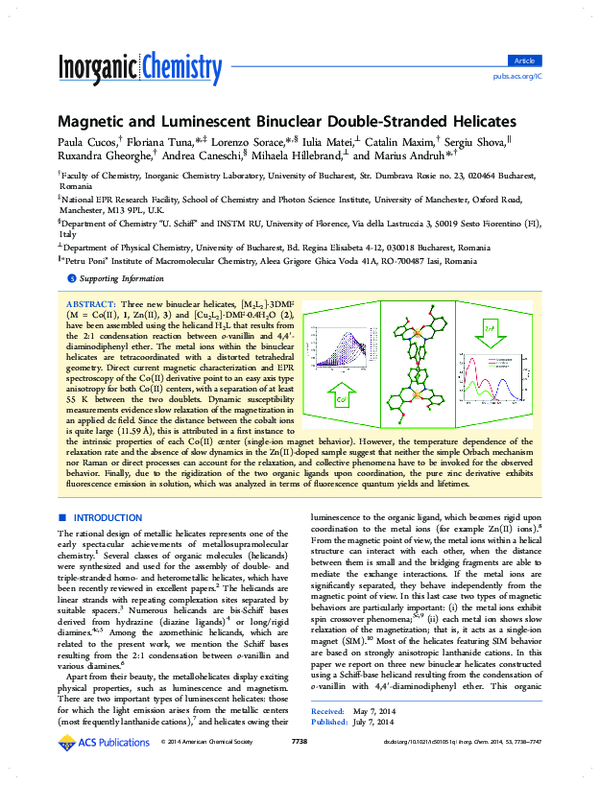 (PDF) Magnetic and Luminescent Binuclear Double-Stranded Helicates