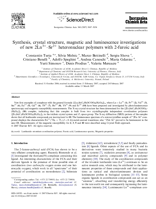 (PDF) Synthesis, crystal structure, magnetic and luminescence ...