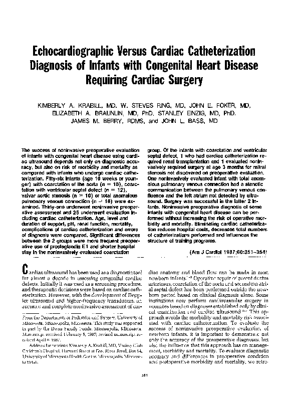 (PDF) Echocardiographic versus cardiac catheterization diagnosis of ...