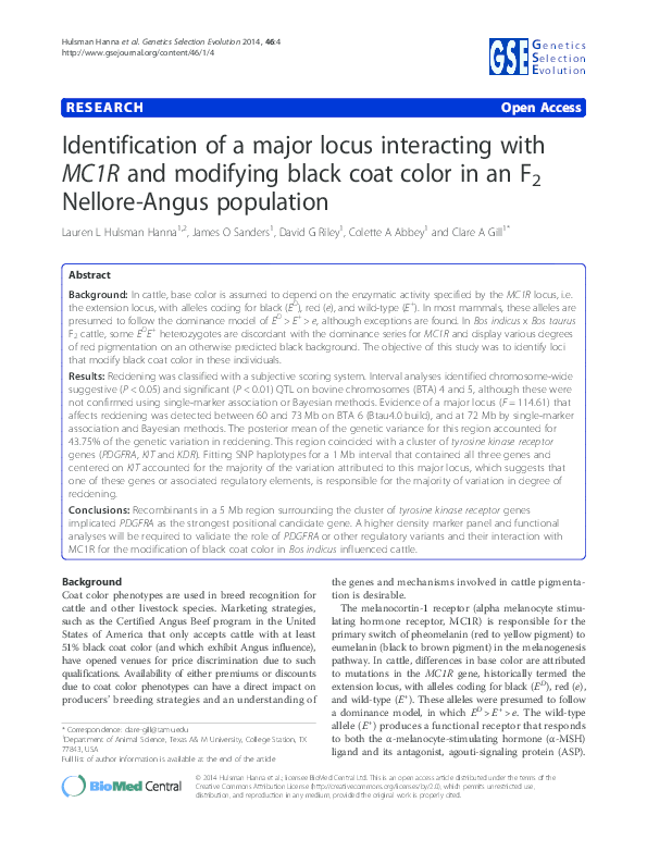 (PDF) Identification of a major locus interacting with MC1R and ...