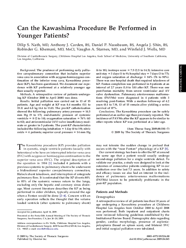 (PDF) Can the Kawashima Procedure Be Performed in Younger Patients?