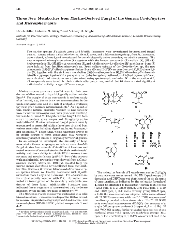 (PDF) Three New Metabolites from Marine-Derived Fungi of the Genera ...
