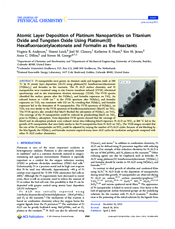 (PDF) Atomic Layer Deposition of Platinum Nanoparticles on Titanium ...
