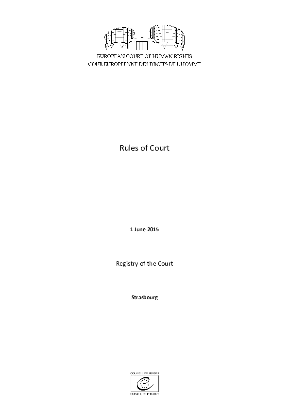 (PDF) Rules of Court Registry of the Court Strasbourg