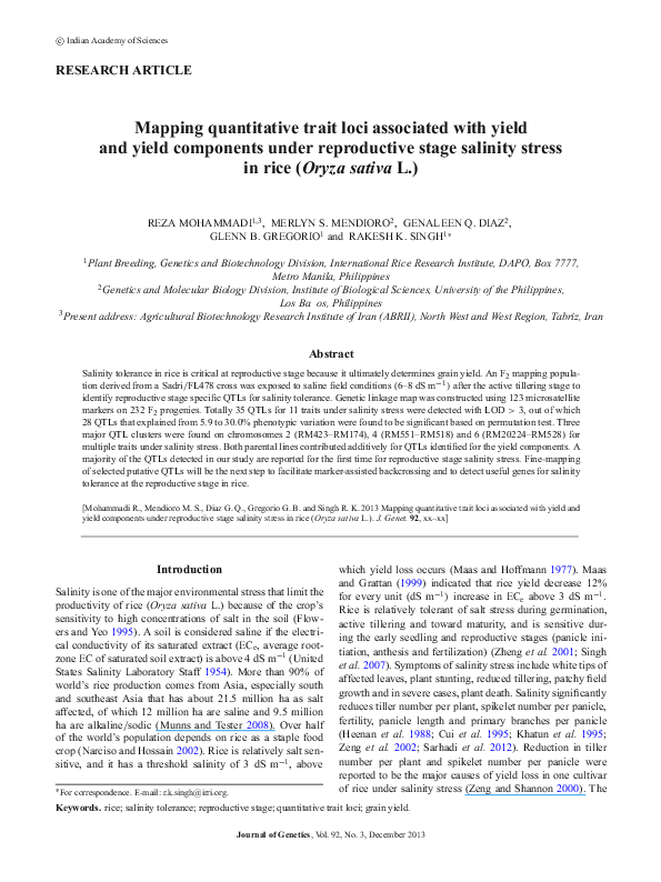 Pdf Mapping Quantitative Trait Loci Associated With Yield And Yield