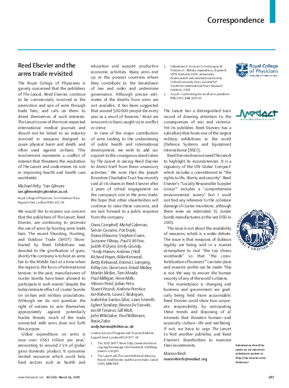(PDF) Reed Elsevier and the arms trade revisited
