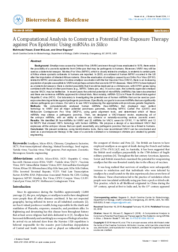 (PDF) Bioterrorism & Biodefense