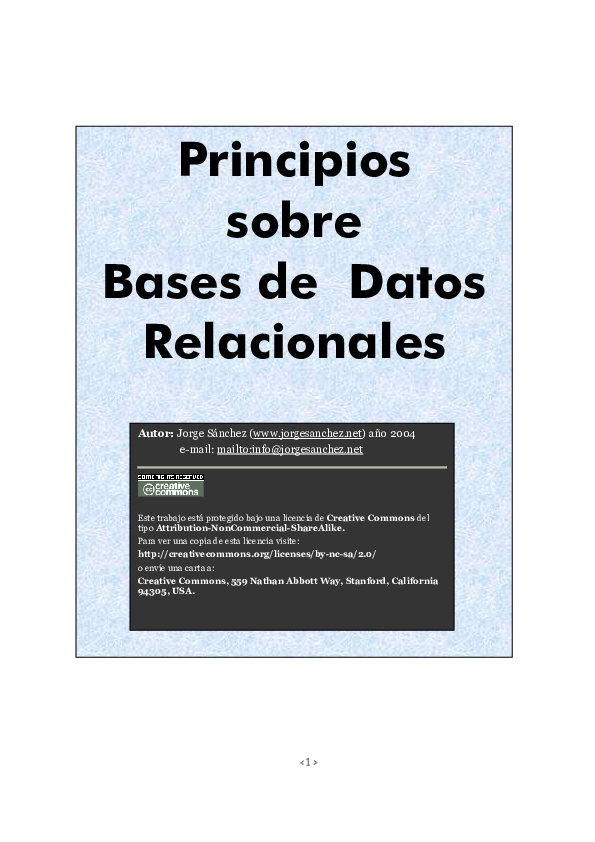 (PDF) Principios sobre Bases de Datos Relacionales