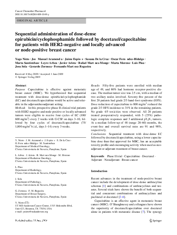 (PDF) Sequential administration of dose-dense epirubicin ...