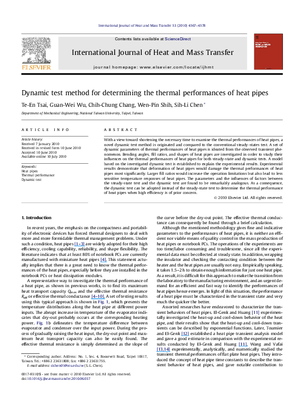 (PDF) Dynamic test method for determining the thermal performances of ...