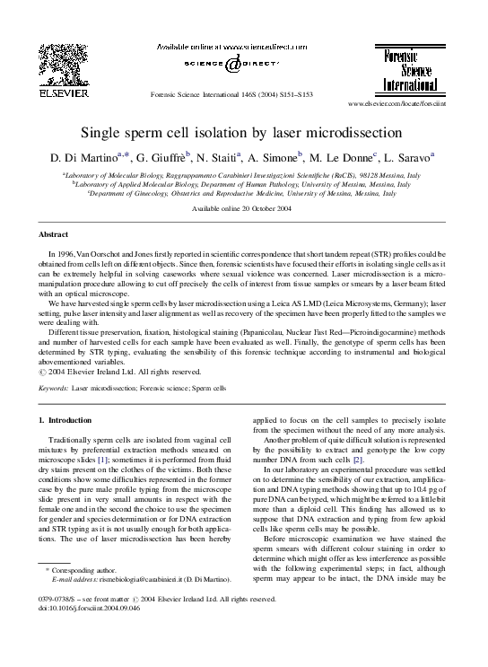 (PDF) Single sperm cell isolation by laser microdissection