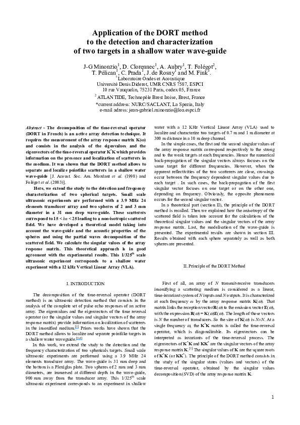(PDF) Application of the DORT method to the detection and characterization of two targets in a ...