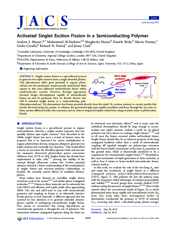 (PDF) Activated Singlet Exciton Fission in a Semiconducting Polymer