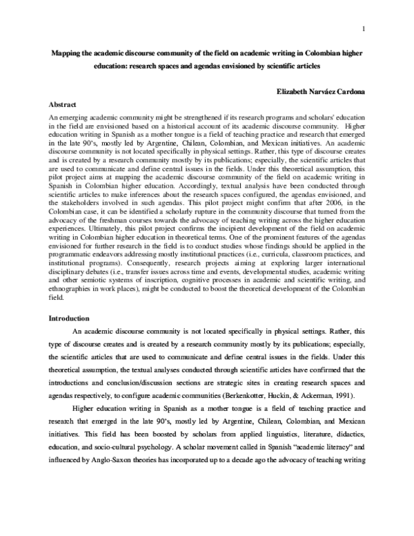 (PDF) Mapping the academic discourse community of the field on academic ...