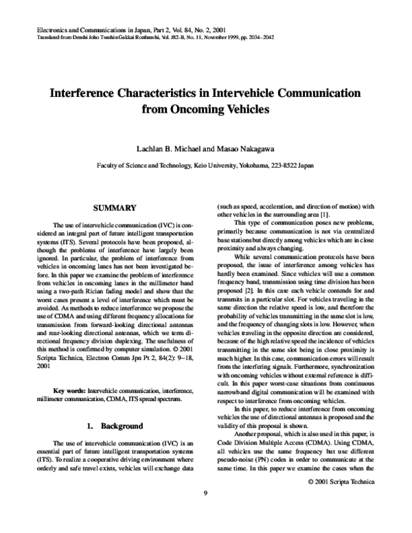 (PDF) Interference characteristics in intervehicle communication from ...