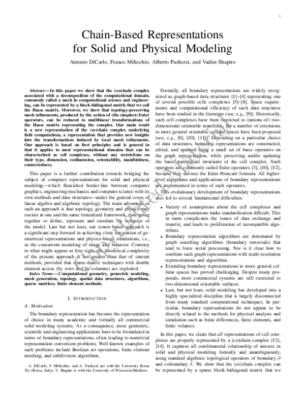 (PDF) Chain-Based Representations for Solid and Physical Modeling