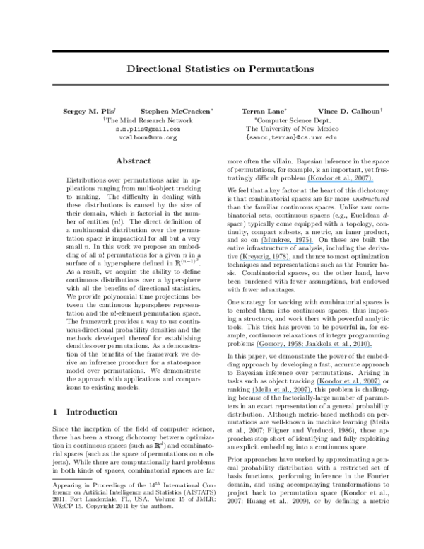 (PDF) Directional Statistics on Permutations