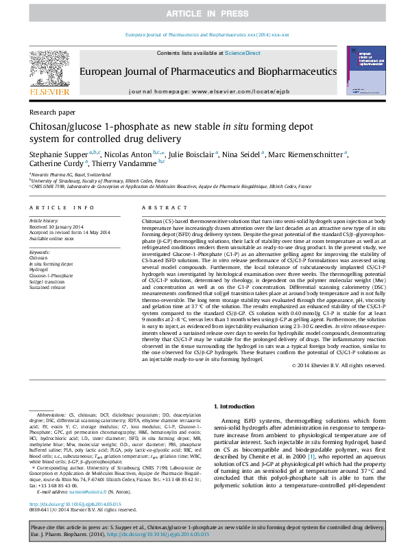 (PDF) Chitosan/glucose 1-phosphate as new stable in situ forming depot ...