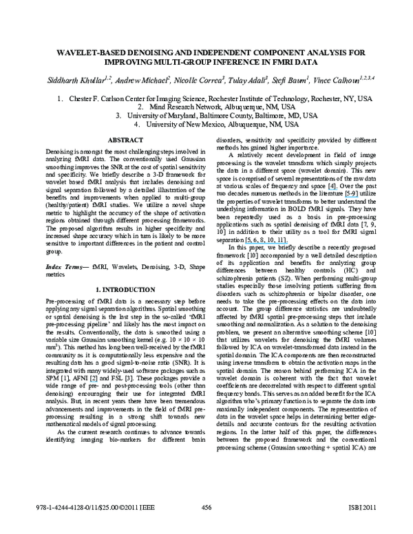 Pdf Wavelet Based Denoising And Independent Component Analysis For Improving Multi Group