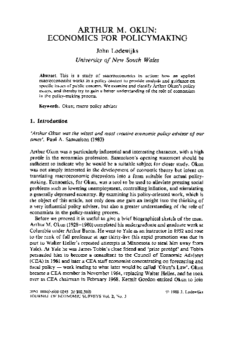 (PDF) Arthur M. Okun: Economics for Policymaking