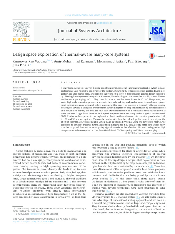 (PDF) Design space exploration of thermal-aware many-core systems