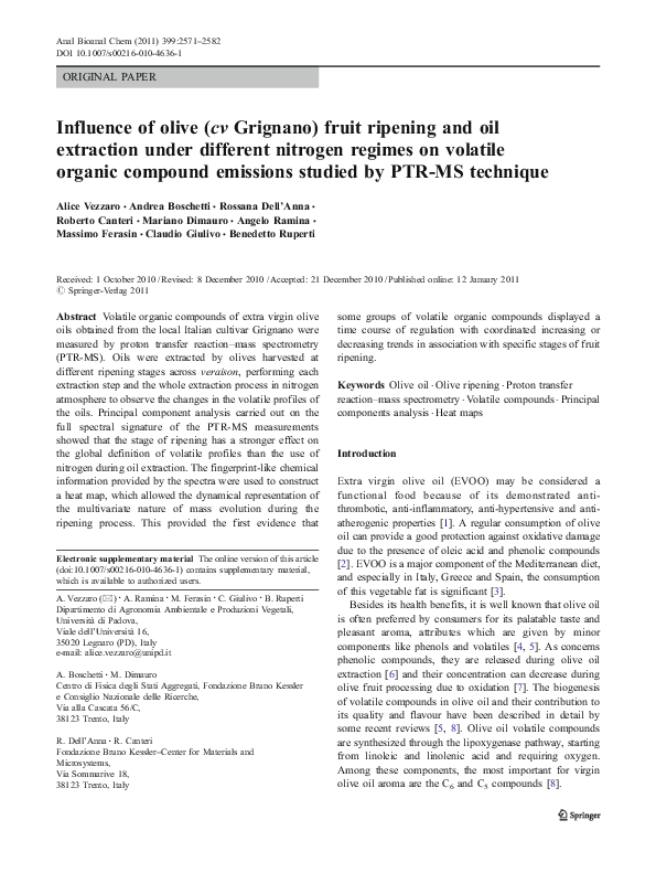 (PDF) Influence of olive (cv Grignano) fruit ripening and oil ...