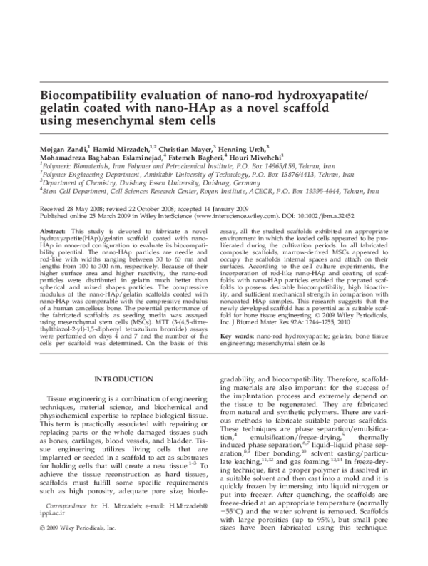 (PDF) Biocompatibility evaluation of nano-rod hydroxyapatite/gelatin ...