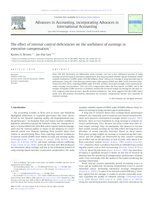 (PDF) The effect of internal control deficiencies on the usefulness of ...