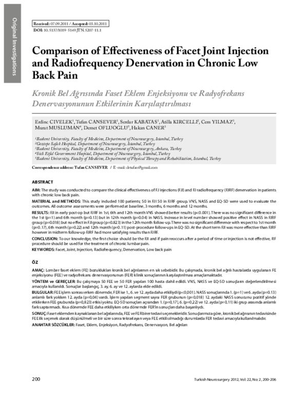 (PDF) Comparison of effectiveness of facet joint injection and ...