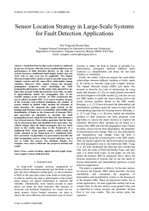 (PDF) Sensor Location Strategy in Large-Scale Systems for Fault Detection Applications