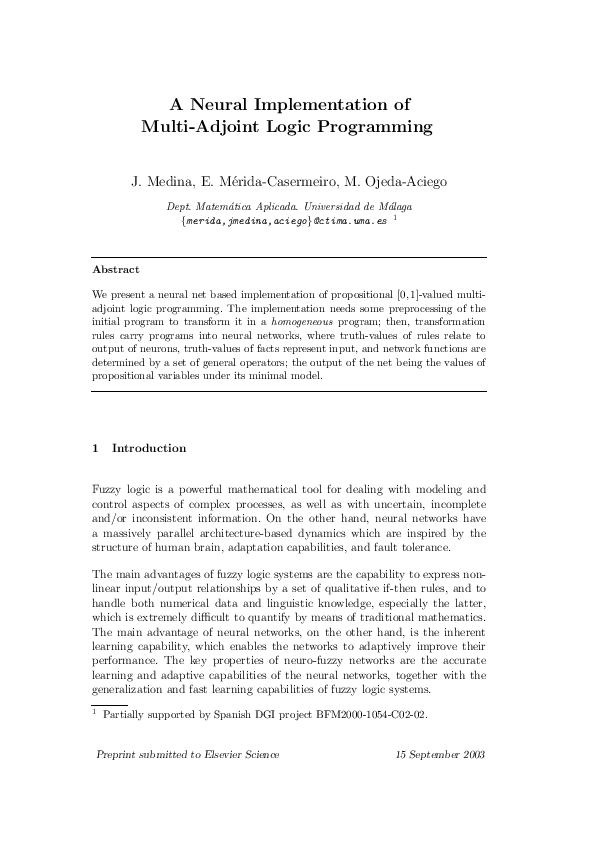 (PDF) A neural implementation of multi-adjoint logic programming