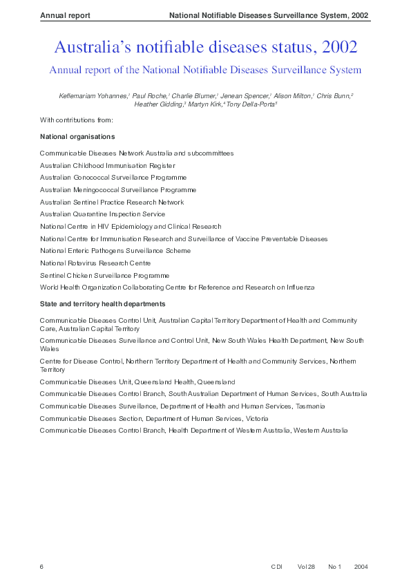 (PDF) Australia's notifiable diseases status, 2002: Annual report of ...