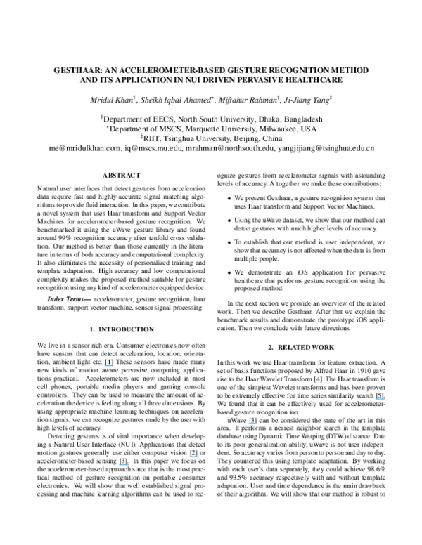 Pdf Gesthaar An Accelerometer Based Gesture Recognition Method And Its Application In Nui