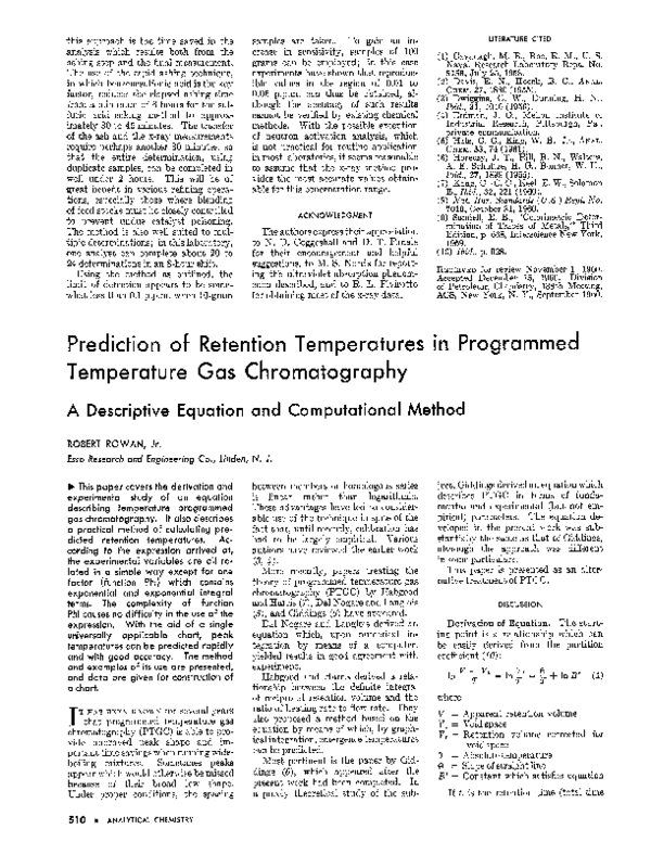 (PDF) Prediction of Retention Temperatures in Programmed Temperature ...