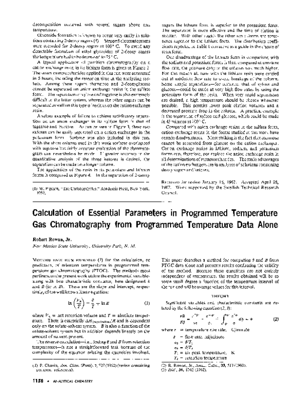 (PDF) Calculation of essential parameters in programmed temperature gas ...