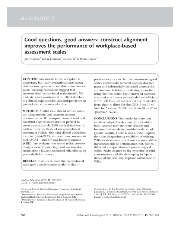 (PDF) Good questions, good answers: construct alignment improves the ...