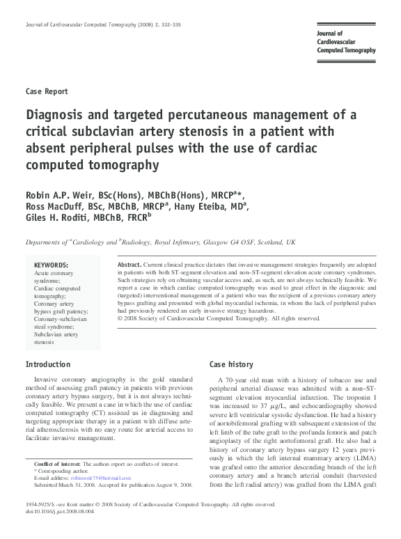 (PDF) Diagnosis and targeted percutaneous management of a critical ...
