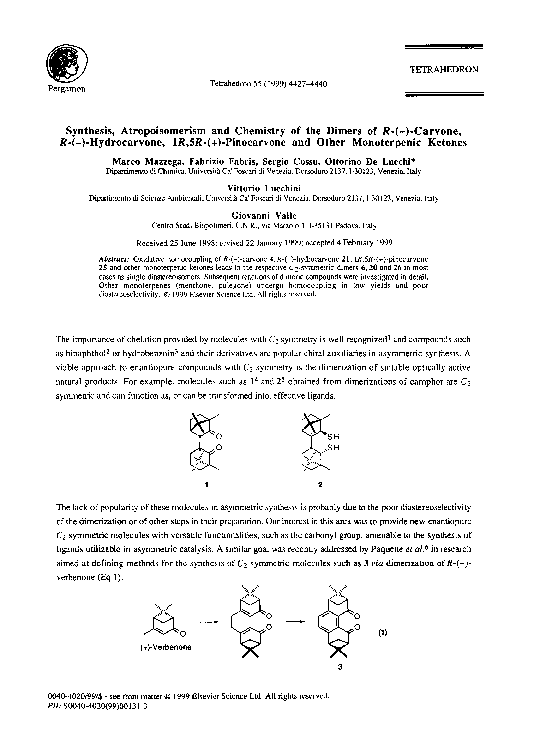 (PDF) Synthesis, atropoisomerism and chemistry of the dimers of R-(− ...