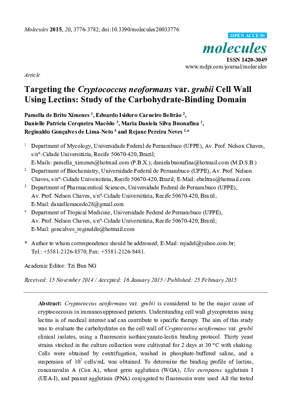 (PDF) Targeting the Cryptococcus neoformans var. grubii Cell Wall Using ...