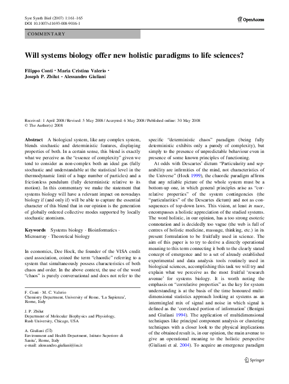 (PDF) Impact of Systems Biology on Life Sciences