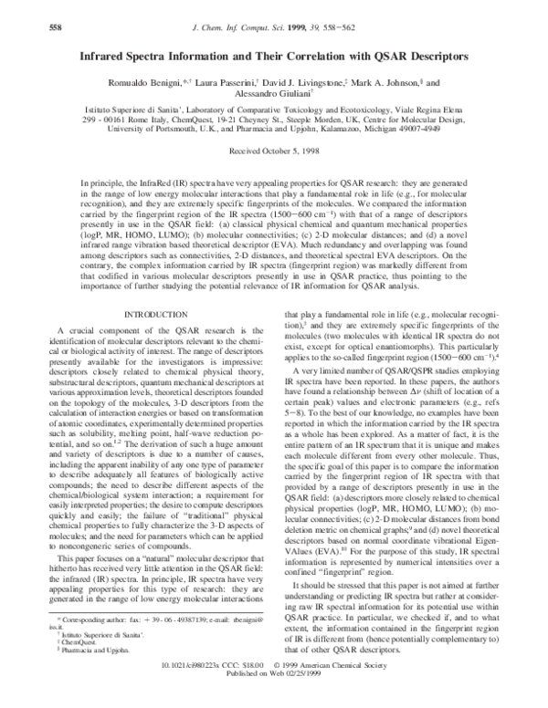 Pdf Infrared Spectra Information And Their Correlation With Qsar