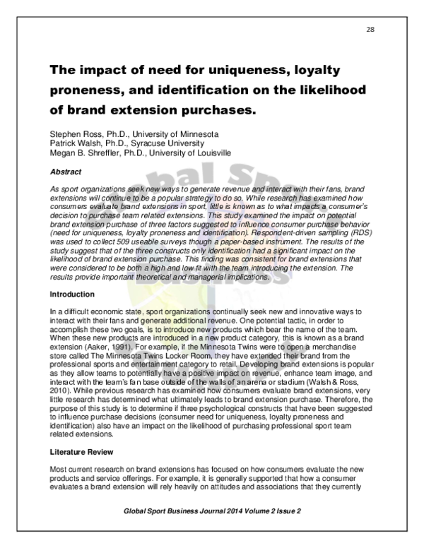 (PDF) The impact of need for uniqueness, loyalty proneness, and ...