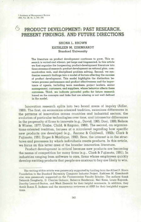 (PDF) PRODUCT DEVELOPMENT: PAST RESEARCH. PRESENT FINDINGS, AND FUTURE ...